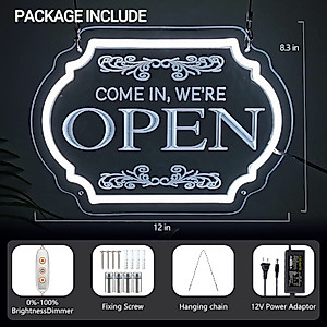 MinIeoh Open Closed LED Neon Sign, 3D Engraved Light Up Wall Door Window Decor Sign, 2PCS/SET, For Business Coffee Beer Salon Studio Bar Restaurants Hotel Office