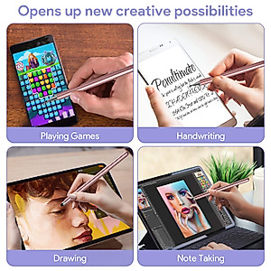 Benote Stylus Pen for Touch Screen, Fine Tip Stylus with Rubber Tip Disc Tip High Sensitivity Drawing Writing Tablet Pen for ipad, iPhone, Apple, Android, hp Chromebook, Phone - Rose Gold