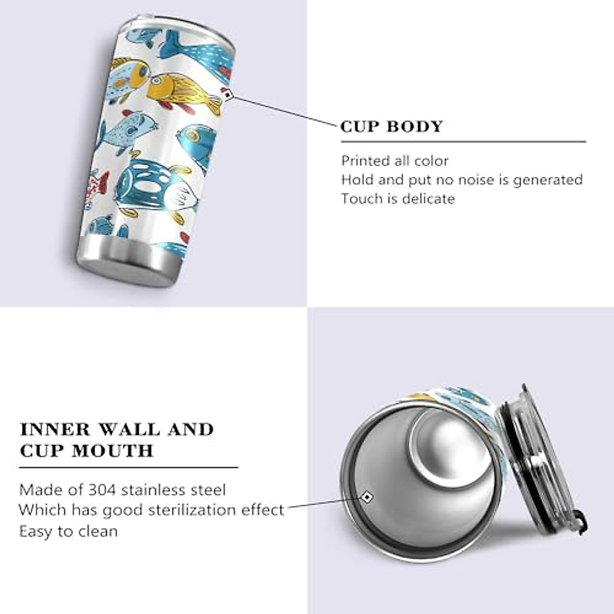 HXshaoye Hand-painted moldfish Stainless Steel car cup with Straw Lid insulated coffee mug with lid for outdoor portable cup 20 oz vaso térmico para cafe 20oz