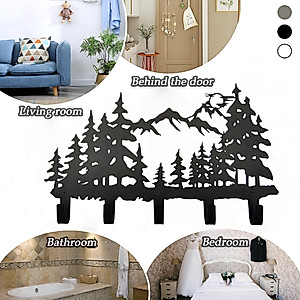 VIVICOMFY Metal Tree Coat Hooks Wall Art Decor-Tree Hangers and Key Holder-Clothes Rack and Backpack Hanger-Forest Theme Hooks Sweet Home Decor for Storage, Living Room, Hallway, Office (Black)