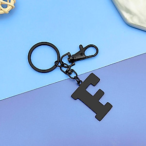 Alphabet Initial Letter F Keychain Black Letter A-Z Keychain for Women Men Girl Inspiration Gifts for Girlfriends Boyfriends Mother Father Brother Keychain Accessories for Handbag Initial Key Ring