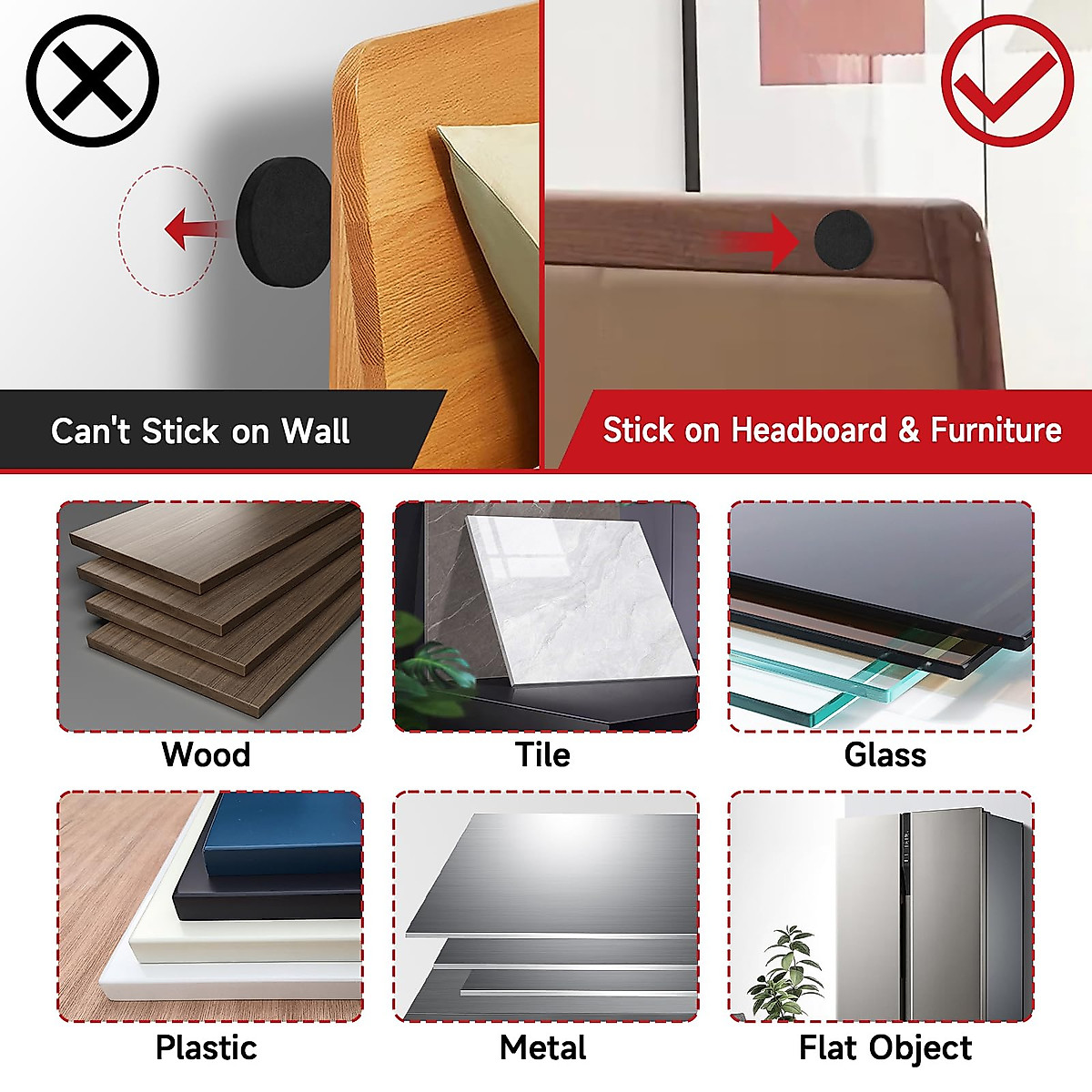 ZhouDaShu Anti Shake Headboard Stoppers for Wall,Wall Protector from Furniture,Bed Frame Noise Bumper,Anti Vibration Soundproof Pads to Prevent Hitting Wall,20 pcs Square Black and White