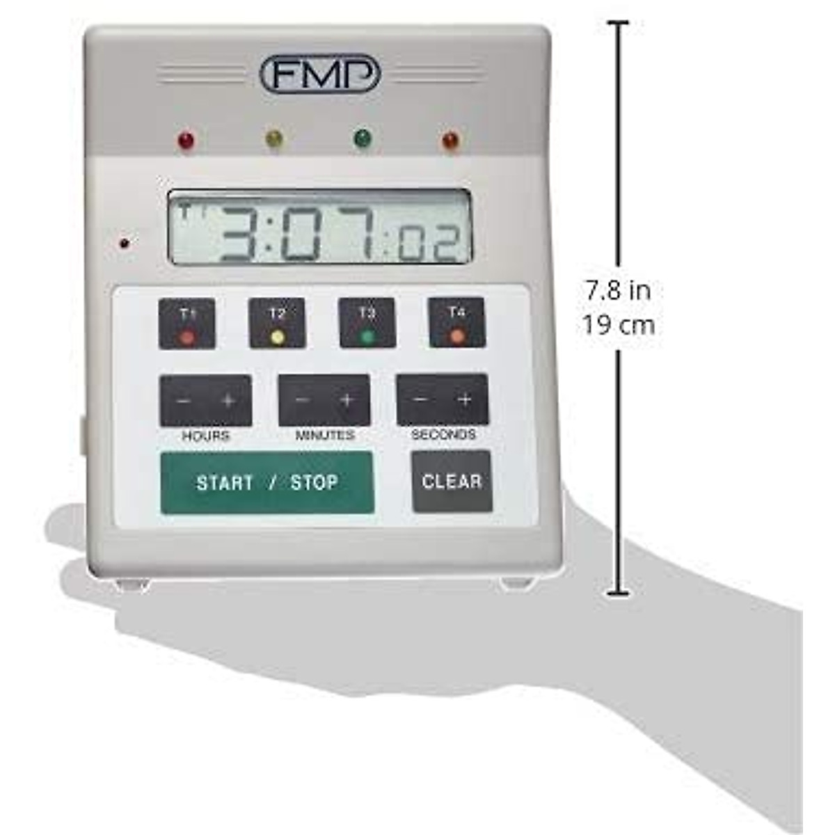 FMP Digital 4 Channel Commercial Kitchen Countdown Timer, Water Resistant, 7-inch Height, White