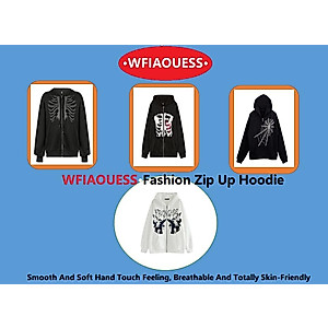 Y2k Skeleton Sweatshirt,Unisex Skeleton Zip Up Hoodie Fashion Vintage Jacket Graphics E-Girl 90s Sweatshirt (1,XXXL)