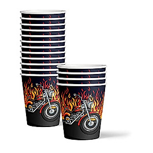 Motorcycle Biker Birthday Party Supplies Set Plates Napkins Cups Tableware Kit for 16