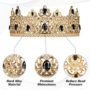 Junkin 5 Pieces Birthday Accessories Include Man Birthday King Crown Birthday King Sash Tinplate Badge Pin Crown Brooch Hanging Chain Men Birthday Crown for Man Birthday Party (Vibrant Style)