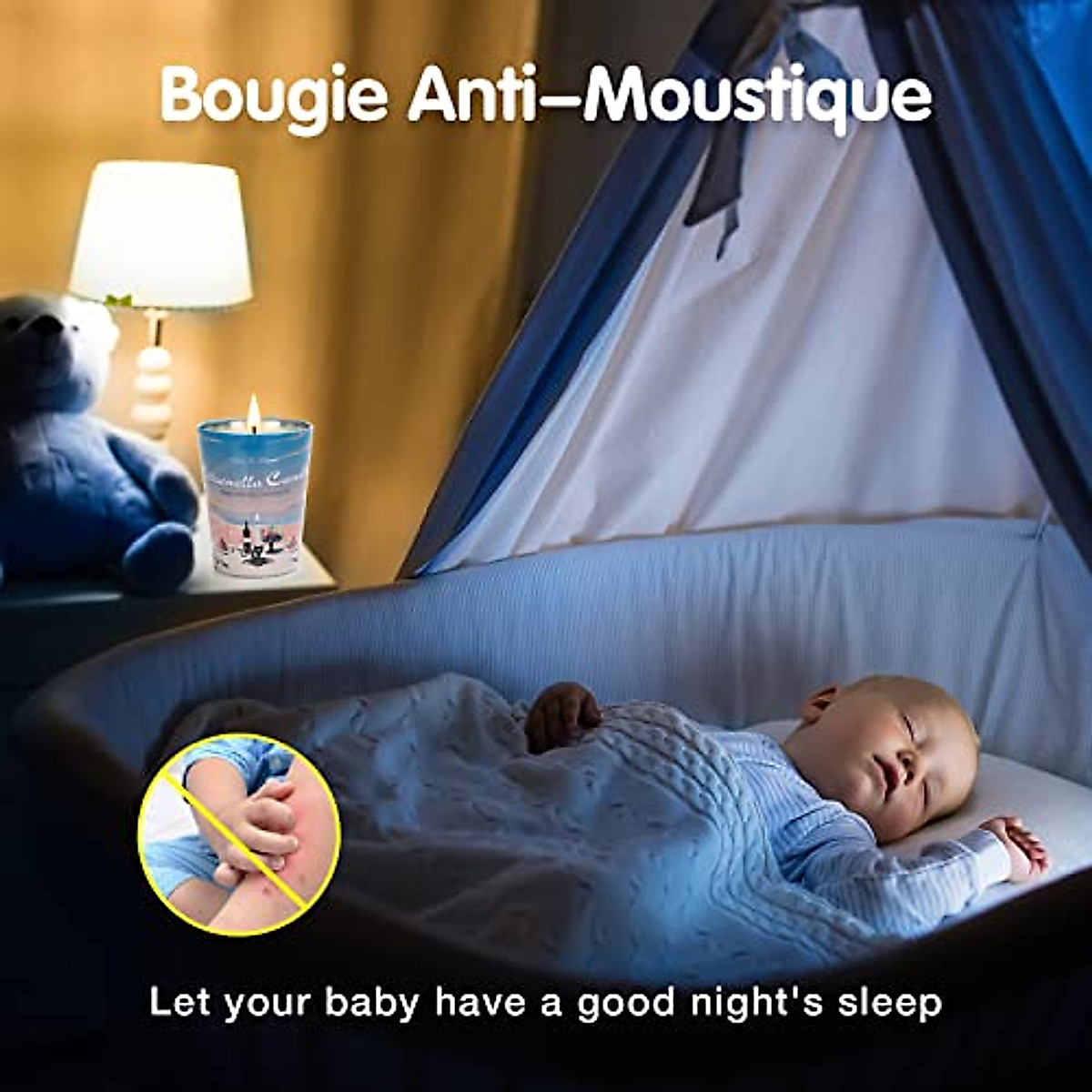 2 Pack Citronella Candles Outdoor Indoor, 110 Hours Soy Wax Citronella Candles Set, Portable Scented Candles for Beach Garden Camping Patio Backyard Accessories