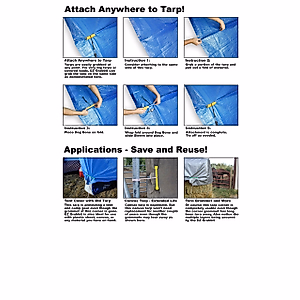 EZ Grabbit Tarp Tie Down (12-Pack) (Yellow) - Welcome to A New Standard! - Tarp Clip Clamp Holder Tie-Off Cinch Fastener accessory for Wall Tent Boat Pool Cover Canopy Hay Cargo Camping Storage Canvas