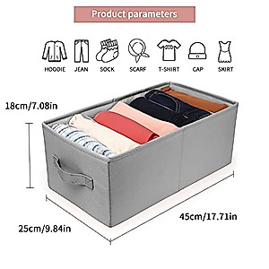 Awopzzy Wardrobe Clothes Organizer - Foldable Jean Organizer for Closet with Reinforced Handle, Sturdy Oxford Fabric Organizers for Clothing, Shirt, Dress, Pants, 7 Grids, 2pcs(Grey)