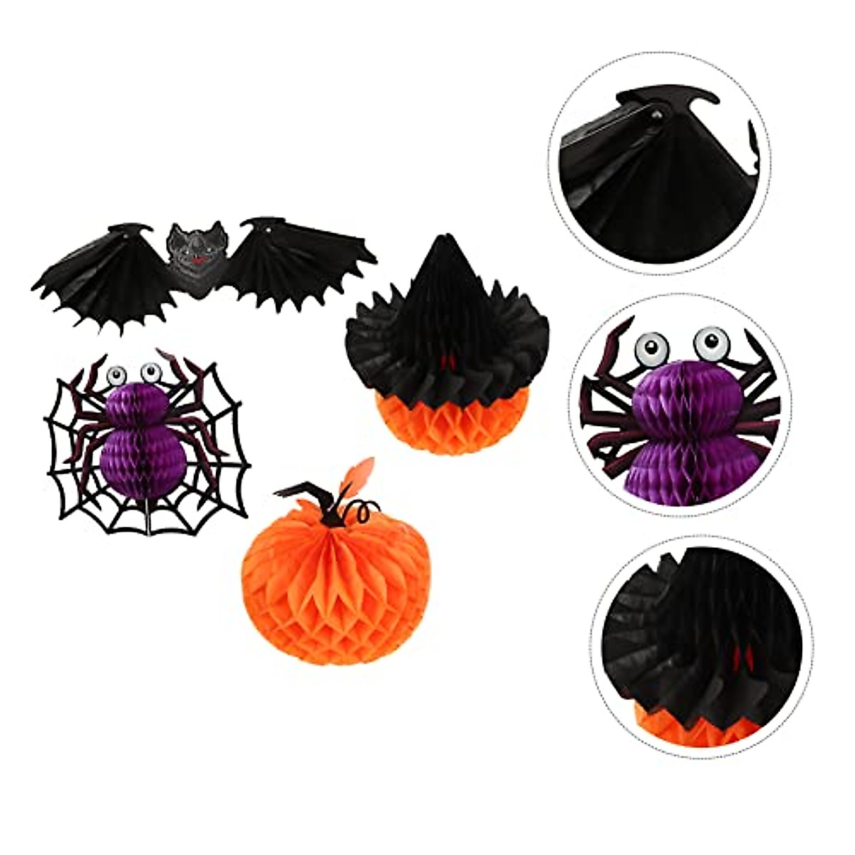 MUSISALY 20 pcs Supplies Booth Themed Topper Novel Honeycomb Bat Center Hanging Party Decorations Spider Hat Tables Props for Ornament Pendant Ball Poms Holiday Paper Kids Pumpkin Craft