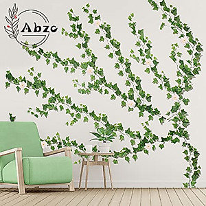 Abzo 57 Pcs Fake Ivy Leaves Artificial Ivy Wreath Green Leaf Plants for Wall Hanging Plants Greenery Background Furniture Bedroom Wedding Decor DIY Jungle Themed Party Decor