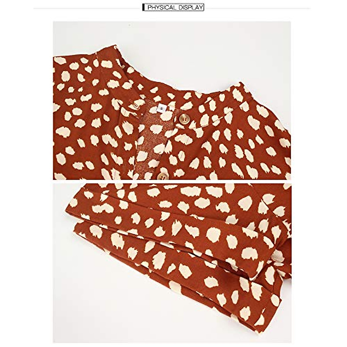 BROVAVE Women's Summer Polka Dot Print Shirt Dress Vintage Short Sleeve Button Down Midi Dress(Army Green, XL)