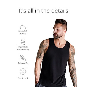 INTO THE AM Men's Essential Tank Tops - Soft Fitted Everyday Premium Sleeveless Muscle Shirt Bro Tanks for Guys (Olive Green, Large)