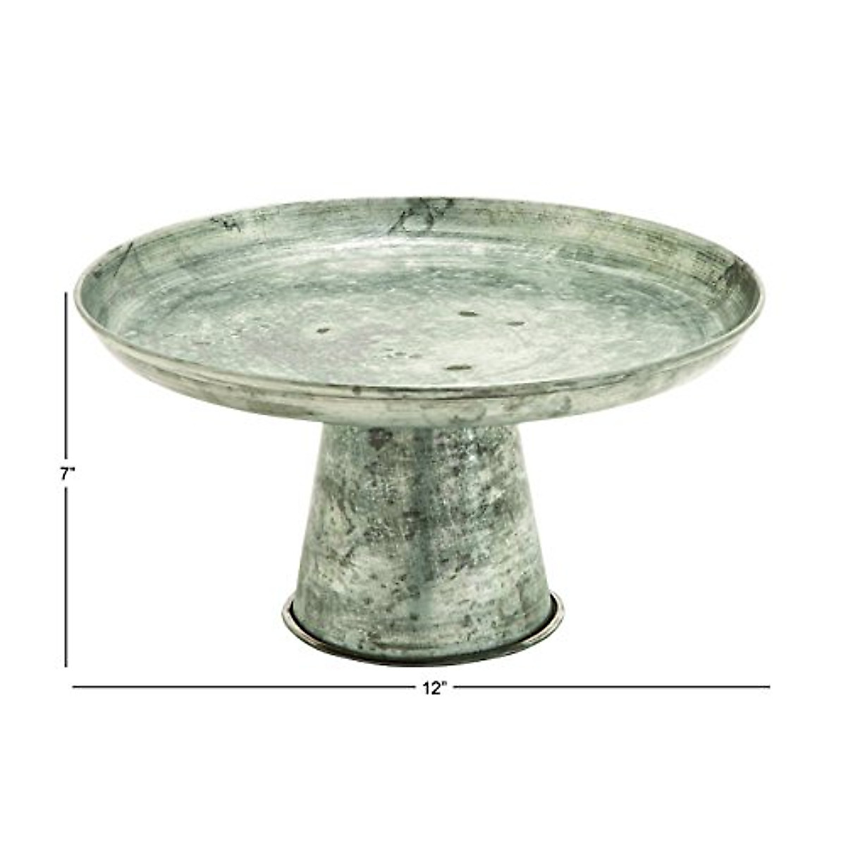 Deco 79 Metal Galvanized Cake Stand, 12" x 12" x 7", Gray