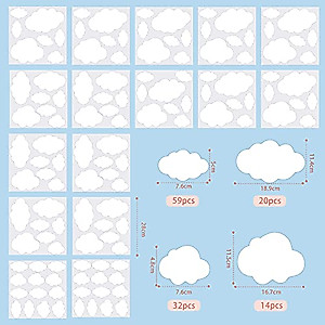 125 Pieces Cloud Wall Decor Cloud Stickers Cloud Wall Decals White Clouds Peel and Stick Cloud Decals for Walls Removable Wall Stickers for Baby Kids Nursery Living Room Play Story Room, 16 Sheets