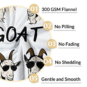 Goat Blanket for Girls - 60x80 Inches Twin Size - Soft Fuzzy Plush Throws Gift - White Funny Throw Blanket for Bed, Couch, Living Room