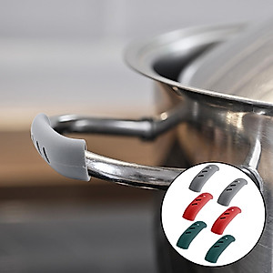 Cionyce 6 Pack Silicagel Pot Handle Covers 3 Inch Lid Handle Covers Gray Handle Holder Grip Heat Insulation Handle Cover for Pan,Pot
