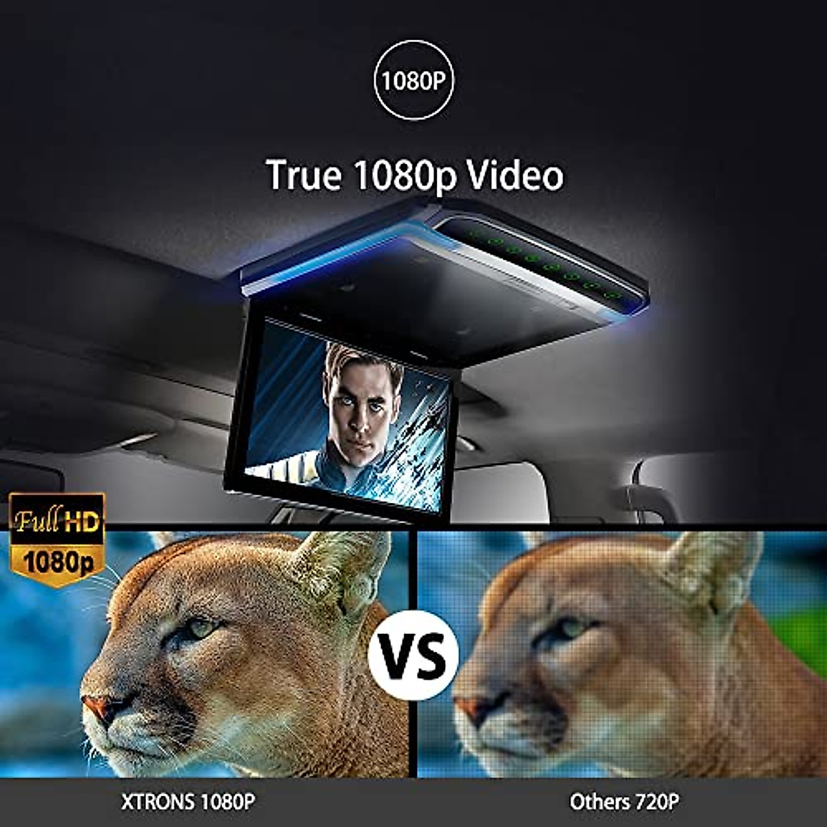 XTRONS® 10.2 Inch Digital TFT Screen 1080P Video Car Overhead Player Roof Mounted Monitor HDMI Port (No DVD Drive)