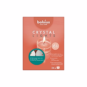 Bolsius Tealight Candles - Clear Cup - White - Box of 24 Transparent Tealights - Long Burning Time of 6 Hours - Interior Decoration - Unscented - Smokeless - Includes Natural Vegan Wax - No Palm Oil