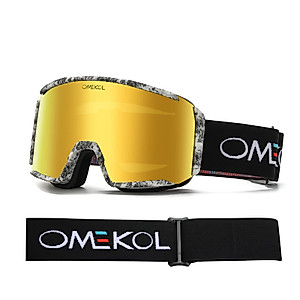 OMEKOL Double Layers Anti-Fog Ski Goggles OTG For Men Women Snow Snowboard Glasses Mask Snowmobile Outdoor Sport Eyewear (G3)