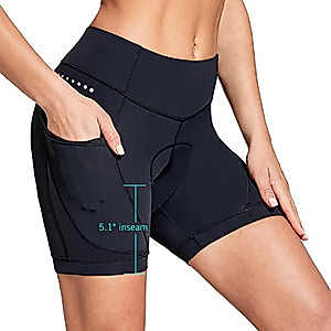 BALEAF Women's 4D Padded Bike Shorts Cycling Underwear with Padding Pockets Bicycle Pants Biking Tights Spin Gear Clothes Black XS