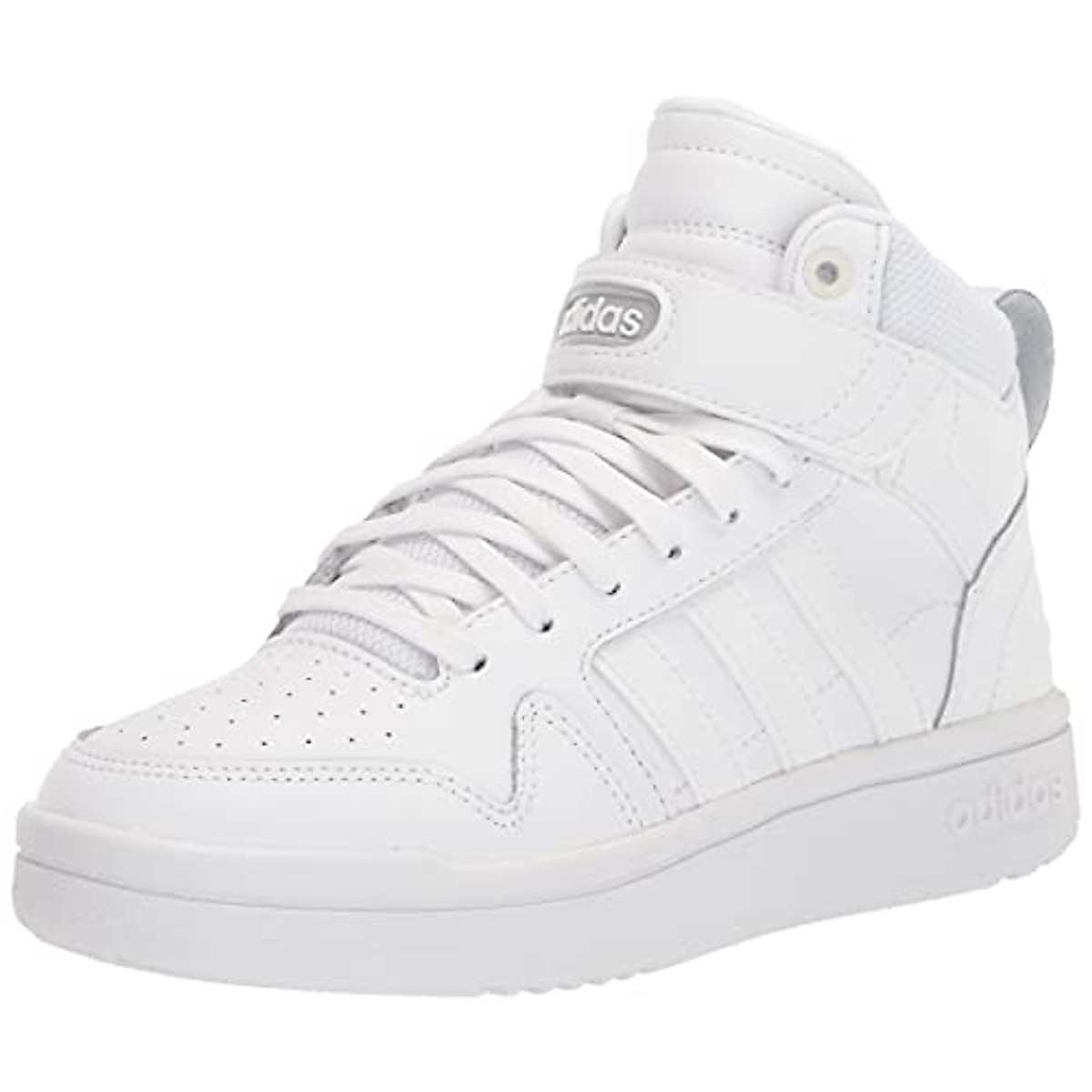 adidas Women's Postmove Mid Basketball Shoe, White/White/Grey One, 8.5