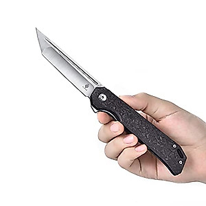 Kizer Begleiter Pocket Folding Knife, Tanto Blade with Carbon Fiber Handle - Ki4458T3