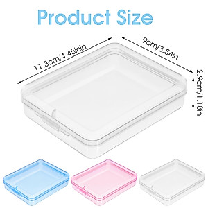 Lusofie 3 Pcs Qtip Travel Case Portable Travel Cotton Pad Holder Plastic Travel Qtips Case, Cosmetic Sponge Storage Box for Cotton Rounds, Swabs, Floss(Blue & Pink & Transparent)