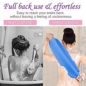 7 Pieces Exfoliating Back Scrubber for Shower with Handles Nylon Back Exfoliator Back Washers Stretchable Pull Strap Exfoliating Loofah Washcloth for Women Men Body Deep Cleaning Massages