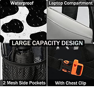 TropicalLife Heavy Duty Clear Backpack Stadium Approved PVC Transparent Backpack See Through Large Bookbag (Cow)