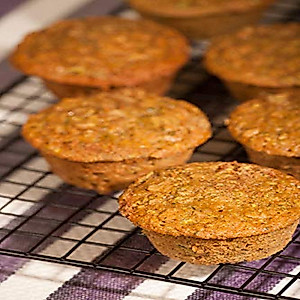 Posterazzi PDDUS48JHO1163LARGE Zucchini Muffins Cooling on a Wire Rack Above a Striped Tea Towel Photo Print, 24 x 36, Multi