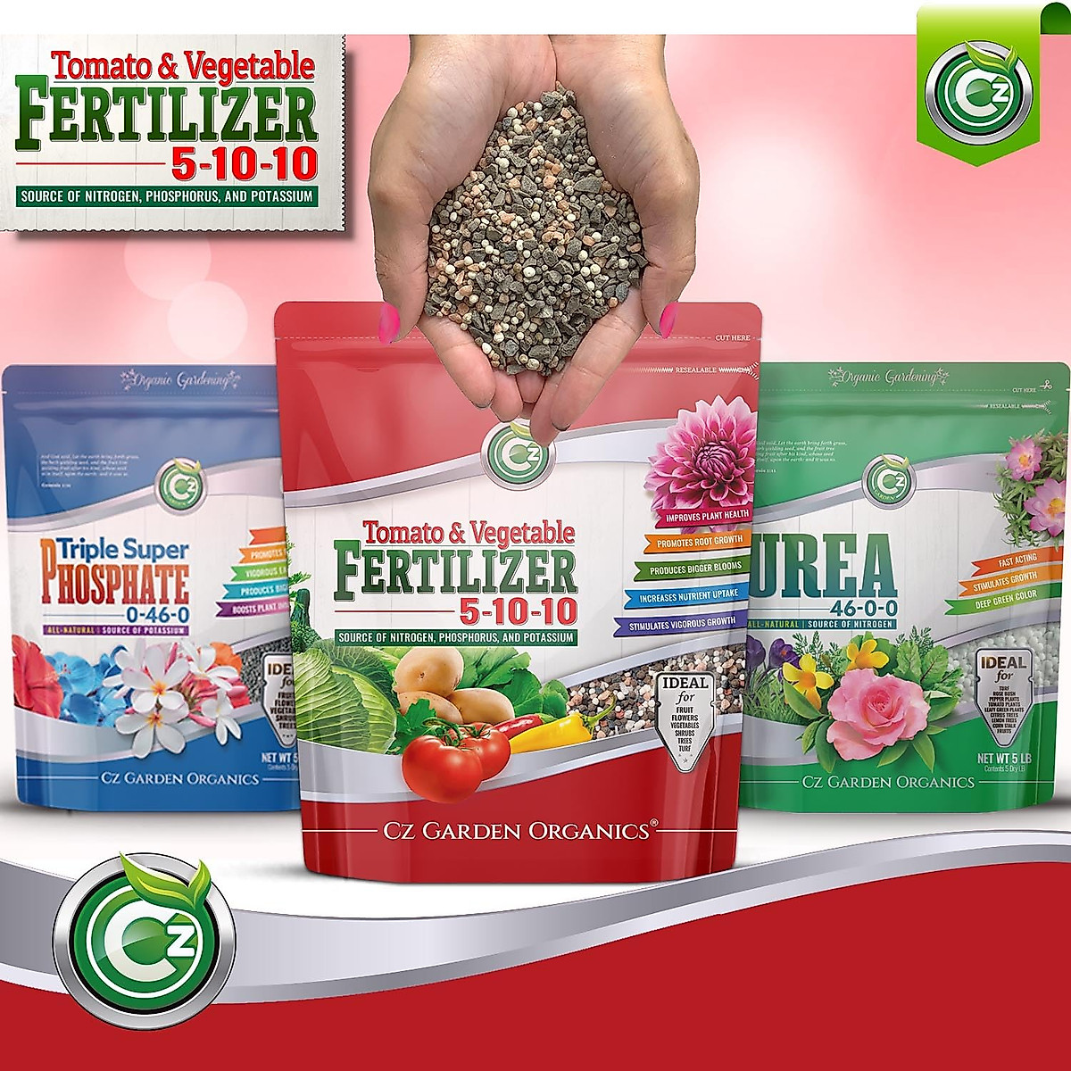 5-10-10 Tomato & Vegetable Fertilizer - Made in USA - Nitrogen, Phosphorus, Potassium Plant Food for Indoor/Outdoor Plants & Flower Gardens - Promotes Vigorous Growth and Big Blooms!