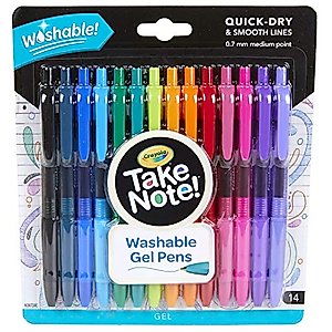 Crayola Colored Gel Pens for Kids and Adult Coloring, Washable Pens Medium Point, 14 Count