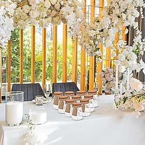 Nitial 50 Pack 5 oz Plastic Jars with Lids Bulk Yogurt Containers with Lids Gift Jars with DIY Craft Twine and Labels Gifts for Birthday Wedding Halloween Christmas Party Favor(Brown,Cork Lid)