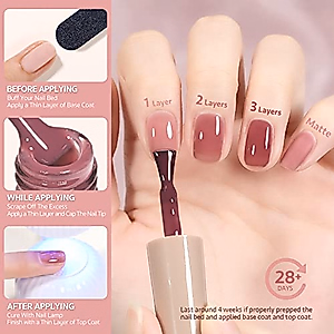 GAOY Rose Garden Jelly Gel Nail Polish of 6 Transparent Nude Red Pink Brown Colors Sheer Gel Polish Kit for Salon Gel Manicure and Nail Art DIY at Home