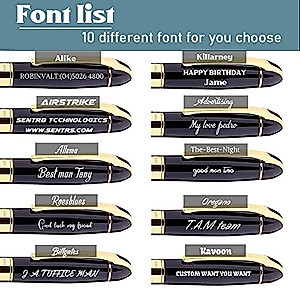 Ancolo Custom Black Fountain Pens-Luxury Refillable Elegant pens- with Extra10 Black Ink Refill, Engraved Personnal Name/Slogan/Phone Number, Perfect for Bank, Office, Hotel Lobbies 5 PCS/Pack