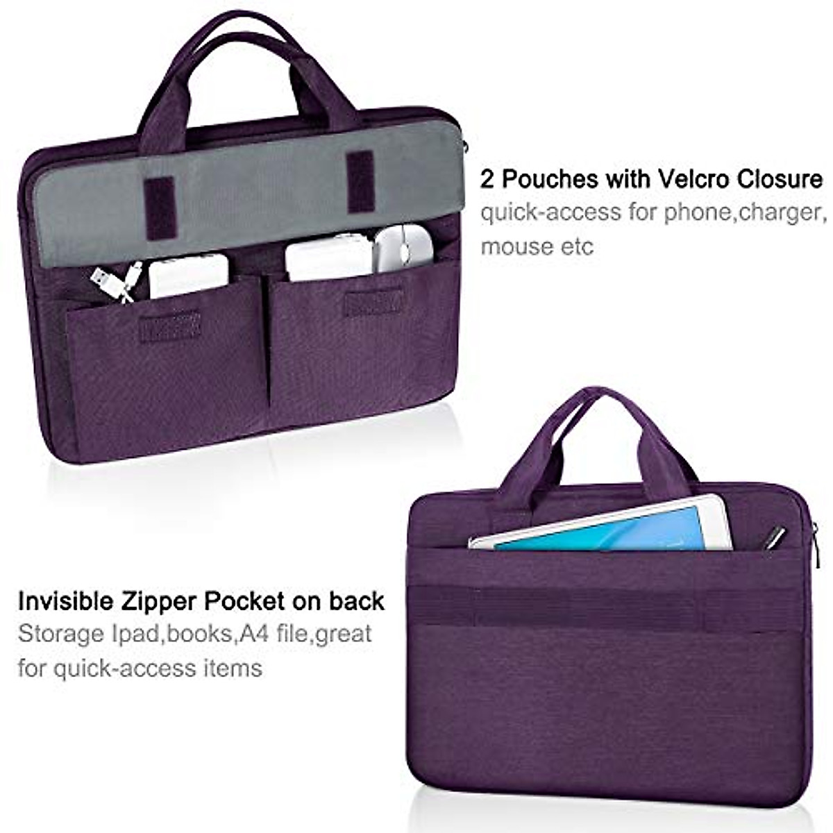 LANDICI Laptop Bag Case 17 17.3 inch for Women, Waterproof Computer Sleeve Cover Compatible with MacBook 17, 17-18 inch HP Acer Dell Lenovo ASUS Laptop, Slim Briefcase with Shoulder Strap, Purple