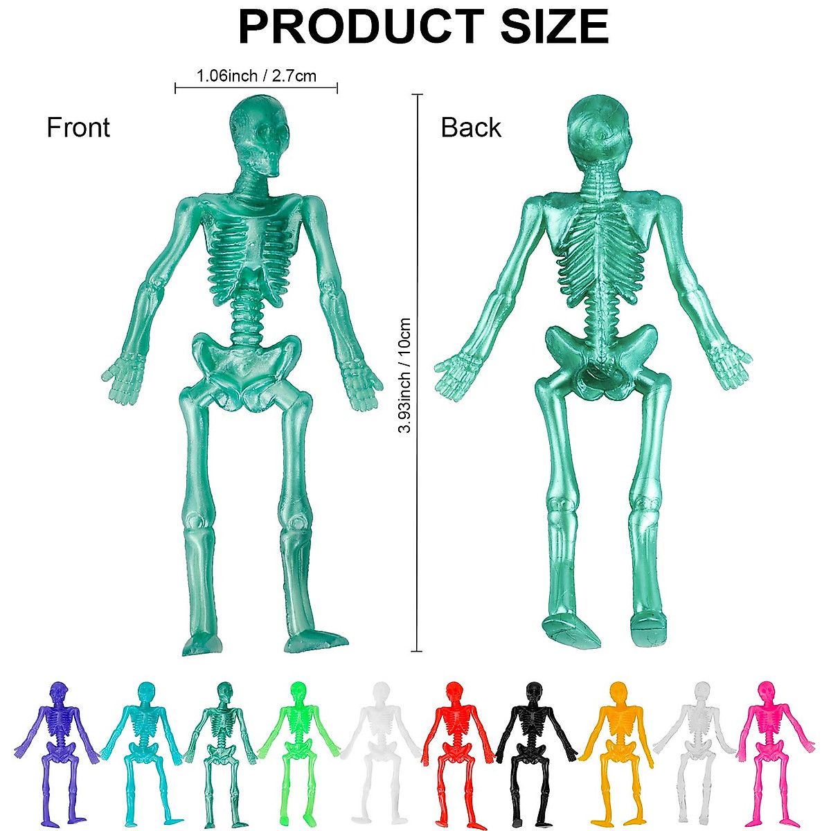 Konsait 72 Pack Stretchy Skeletons Stretchy Toys Bulk Set, Random 10 Glitter Color Sensory Bendable Toys, Party Favors for Kids Halloween Birthday Gift, Goodie Bags, Pinata Filler, Classroom Prizes