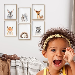 Designs by Maria Inc. Set of 6 UNFRAMED Animal Posters | Watercolor Animal Wall Decor | Woodland Nursery Decor | Baby Decor For Nursery Wall Art | Baby Room Wall Decor For Kids Boys And Girls (8"x10")