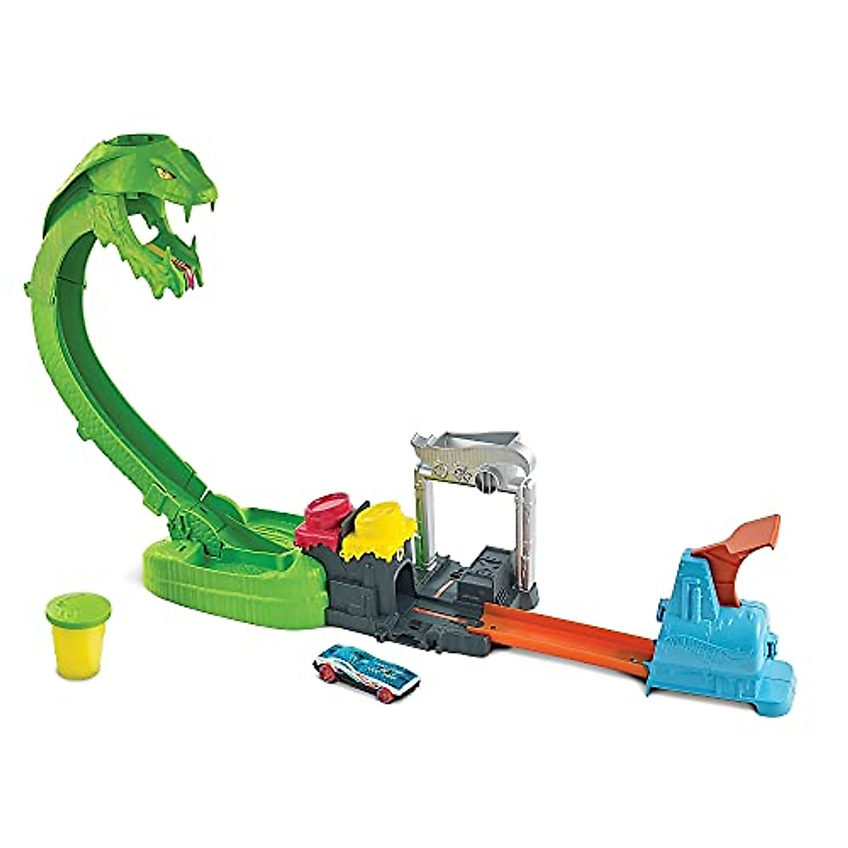 Hot Wheels Toxic Snake Strike Challenge Play Set with Slime for Kids 5 Years Old & Up, Includes One 1:64 Scale Vehicle, Connects to Other Sets, Single Or Multicar Play
