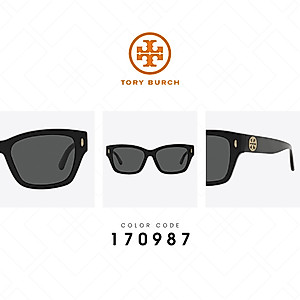 Tory Burch TY7167 170987 53MM Black/Grey Solid Rectangular Sunglasses for Women + BUNDLE With Designer iWear Eyewear Kit