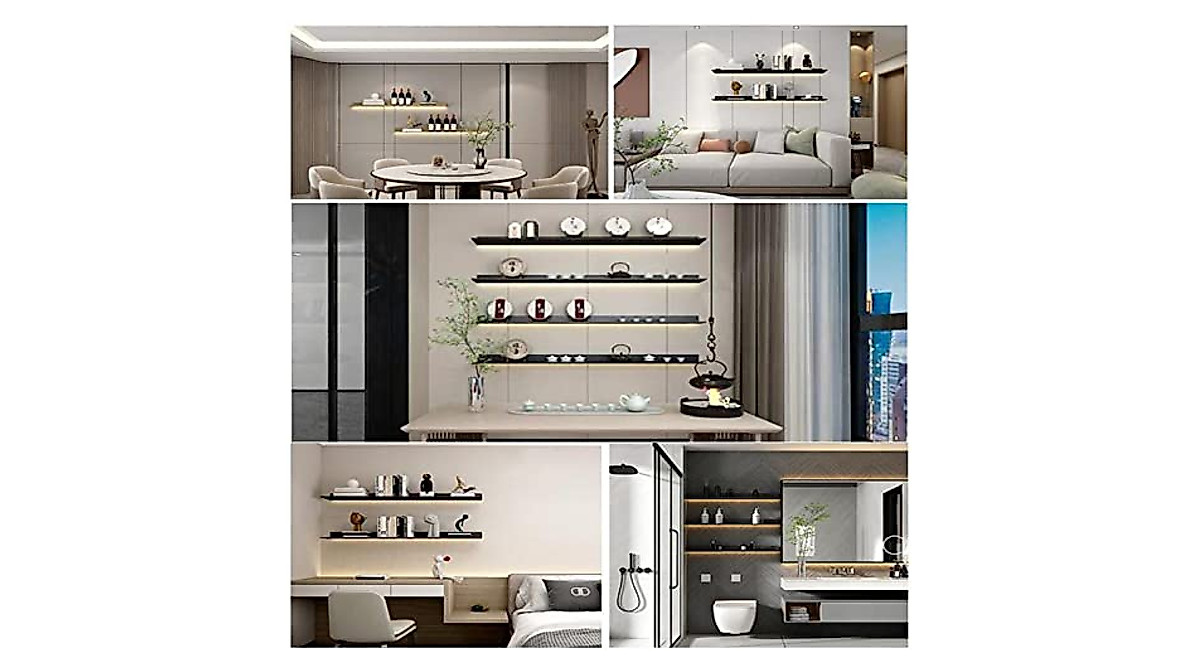 SLVUAFRN Floating Display Shelf with LED Light | Stylish Wall Mount