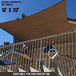 TANG Sunshades Depot 16' x 20' Sun Shade Sail Square Permeable Canopy Brown Coffee Custom Commercial Standard 180 GSM HDPE