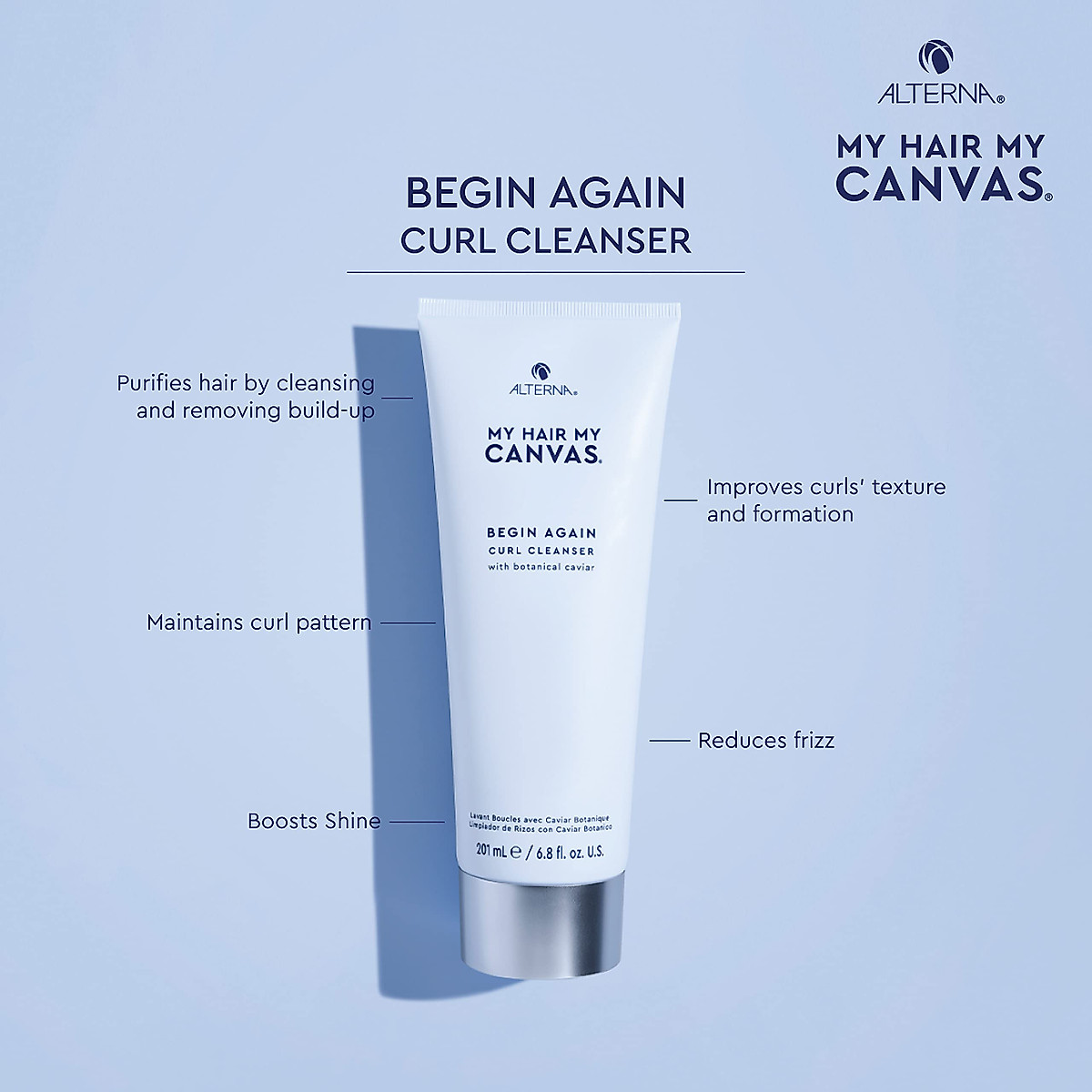 My Hair. My Canvas. Travel and Trial Size Begin Again Vegan Curl Cleanser Enhancing Shampoo for Curly, Coily, and Textured Hair, 1.35 oz