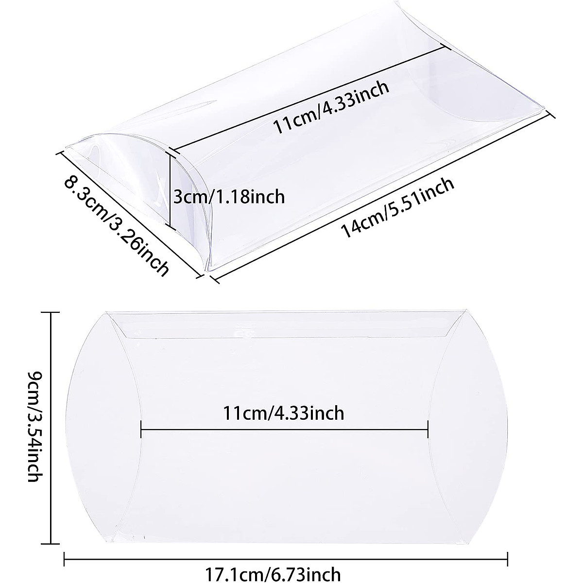 BENECREAT 30 Pack 5.5x3.3x1.2" Clear Plastic Pillow Favor Box PVC Candy Treat Gift Box for Wedding Birthday Party Gift Packing Box