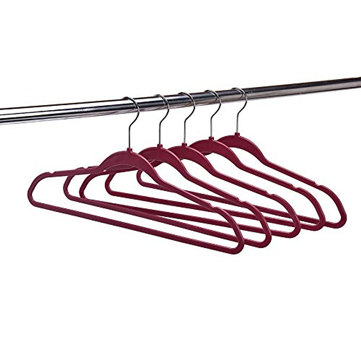 Quality Hangers Clothes Hangers 50 Pack - Non-Velvet Plastic Hangers for Clothes -Heavy Duty Coat Hanger Set -Space-Saving Closet Hangers with Chrome Swivel Hook, Non-Flocked Hangers, Raspberry