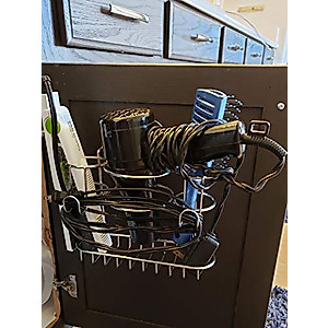 SIMPLELIFE Hair Dryer Holder Wall Mount Curling Iron Flat Iron Organizer, Hidden in Cabinet, NO Scuff Marks,(Improved Design) hairdryer Straightener Hair Brush Home Storage, Suction Cup (Cabinet)