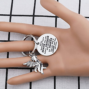 BAUNA Phoenix Keychain Rising Phoenix Bird Pendant Always Remember You’re Braver Than You Believe Inspiration Jewelry Gift for Phoenix Lovers Graduates (Phoenix Keychain)