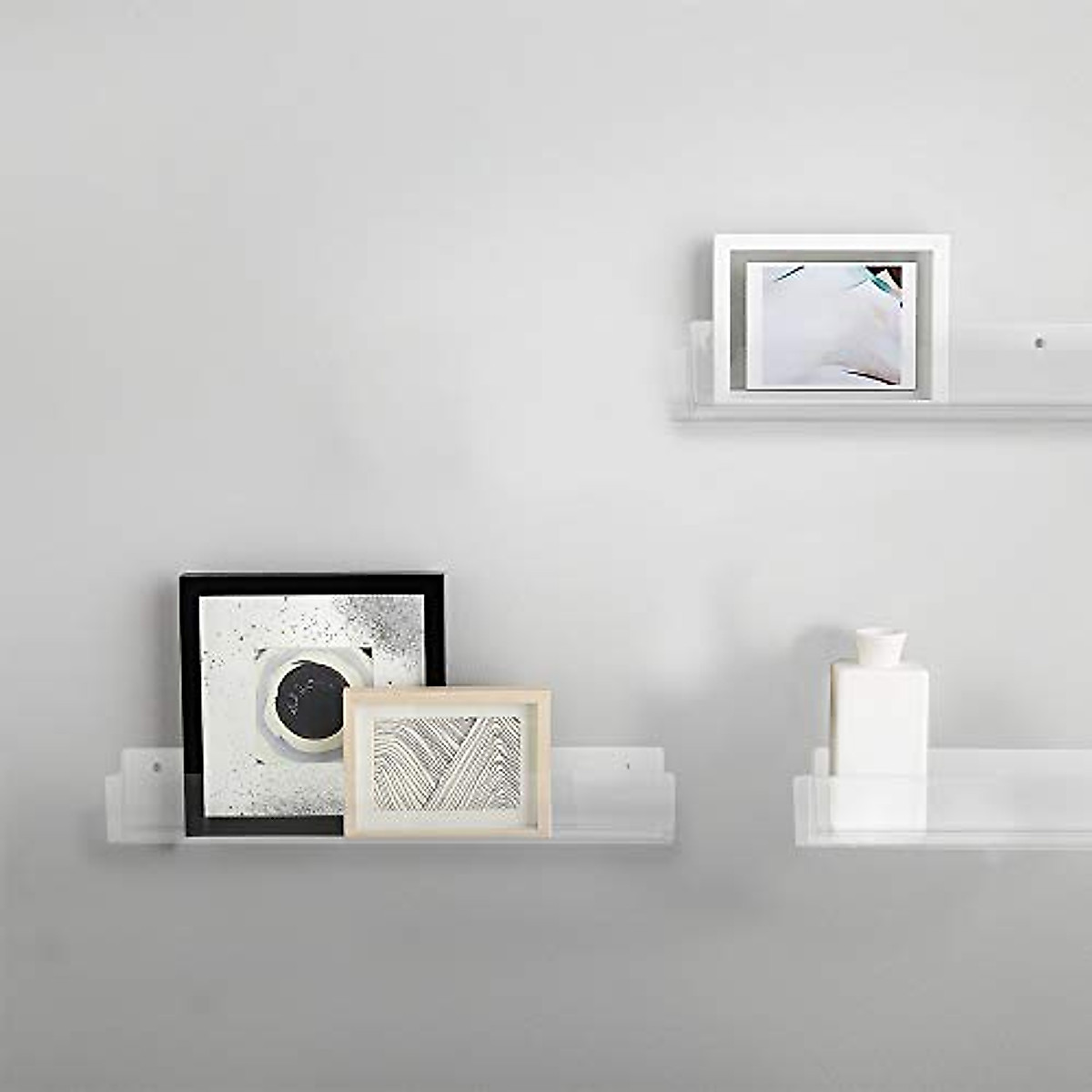 VIVO Dual Acrylic 24 inch Floating Bookshelves for Wall Display, Clear Organizer Shelves for Kids Room, Nursery, Office, and More 2-Pack, MOUNT-SF24C