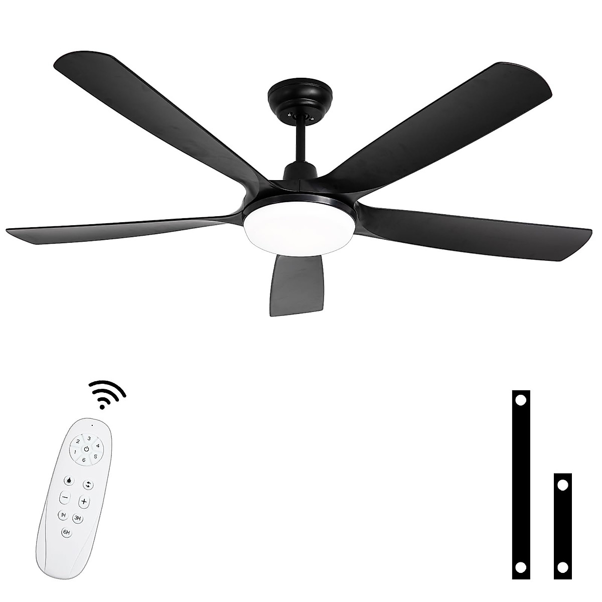 Viossn Ceiling Fan with Lights, 56 Inch Outdoor Ceiling Fan with light 5 Reversible Blades,Dimmable, Black Ceiling Fan with Remote Control for Bedroom Living Room Patio